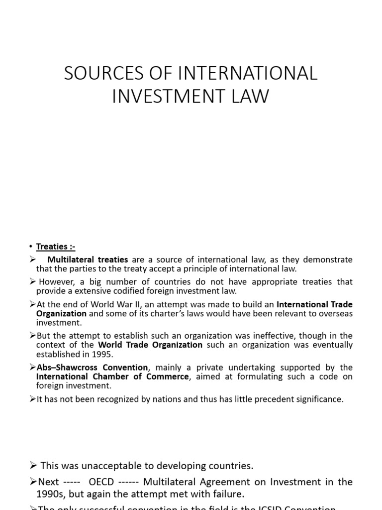 Sources of International Investment Law | PDF | Social Science