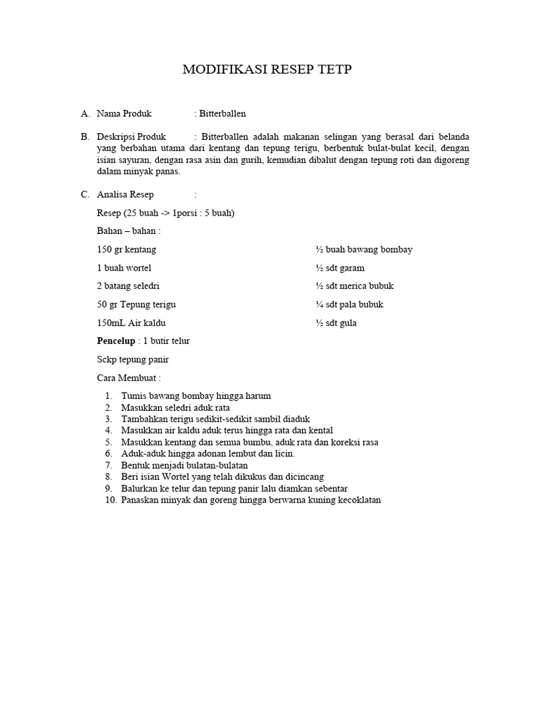 Modif Bitterballen Jadiiii | PDF