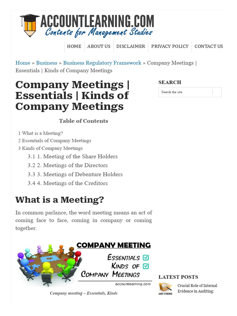Company Meetings - Essentials - Kinds of Company Meetings | PDF