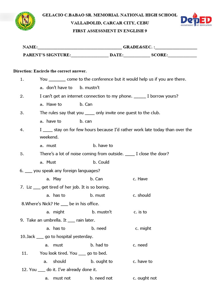 1st Quarter ENGLISH 9 | PDF