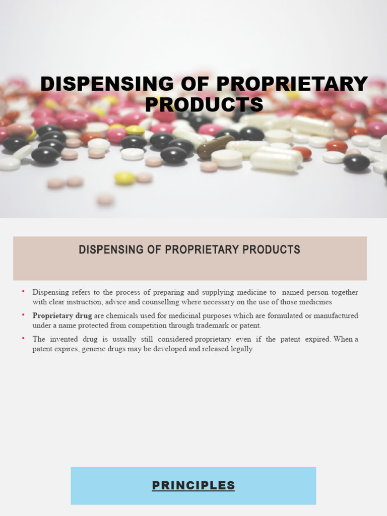 Dispensing Proprietary Products in Pharmacy | PDF