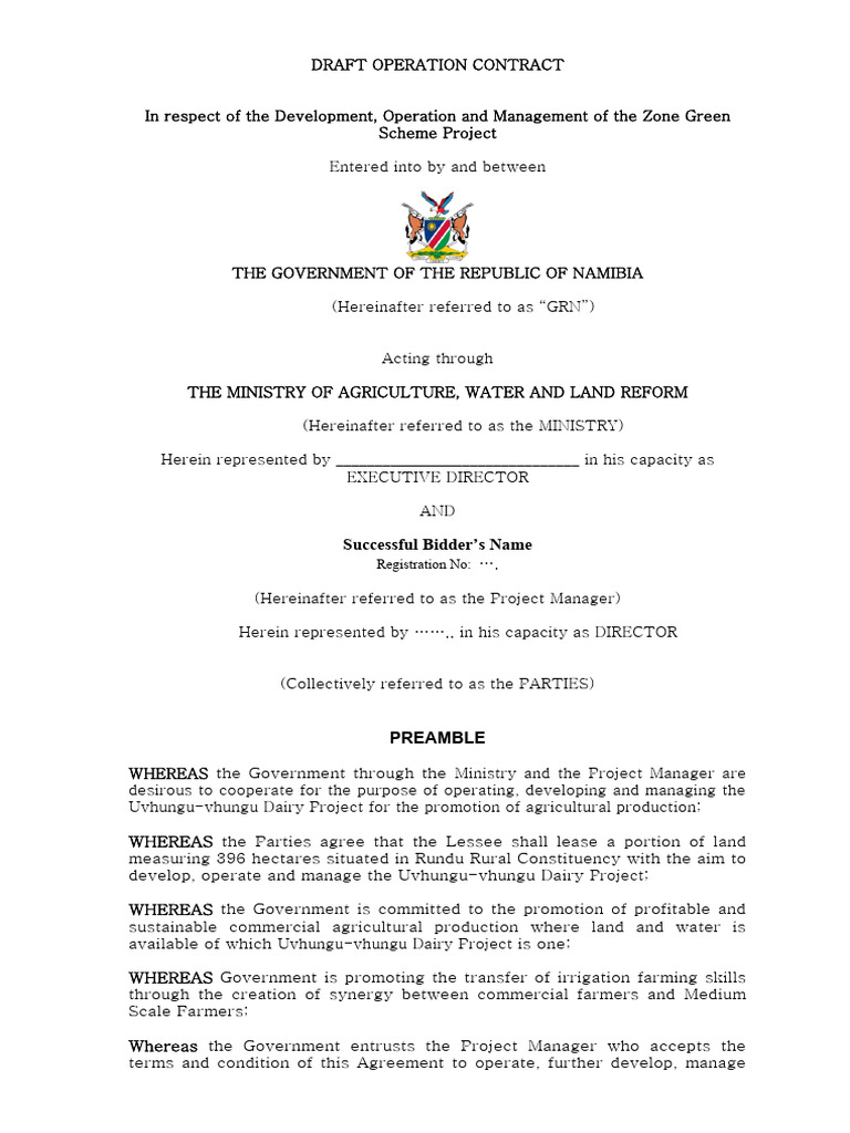 Draft Operation Contract | PDF