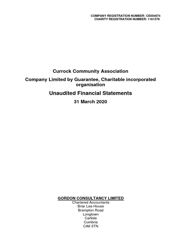 Currock Community Association Financial Report | PDF | Fair Value ...