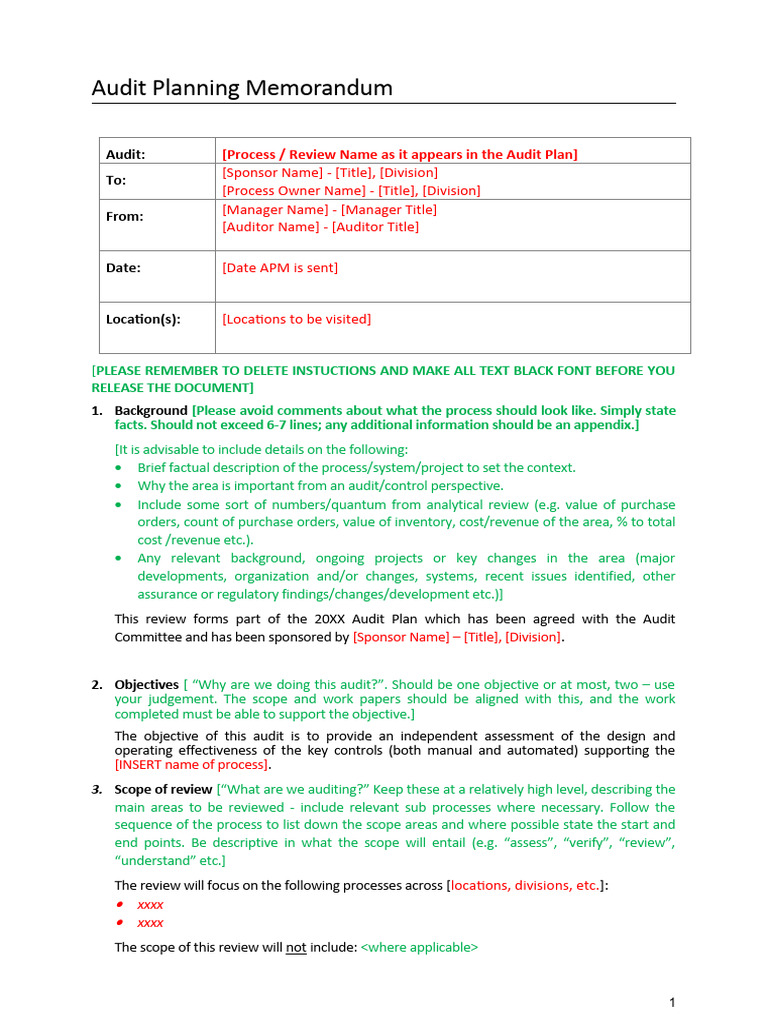 Audit Planning Memorandum | PDF