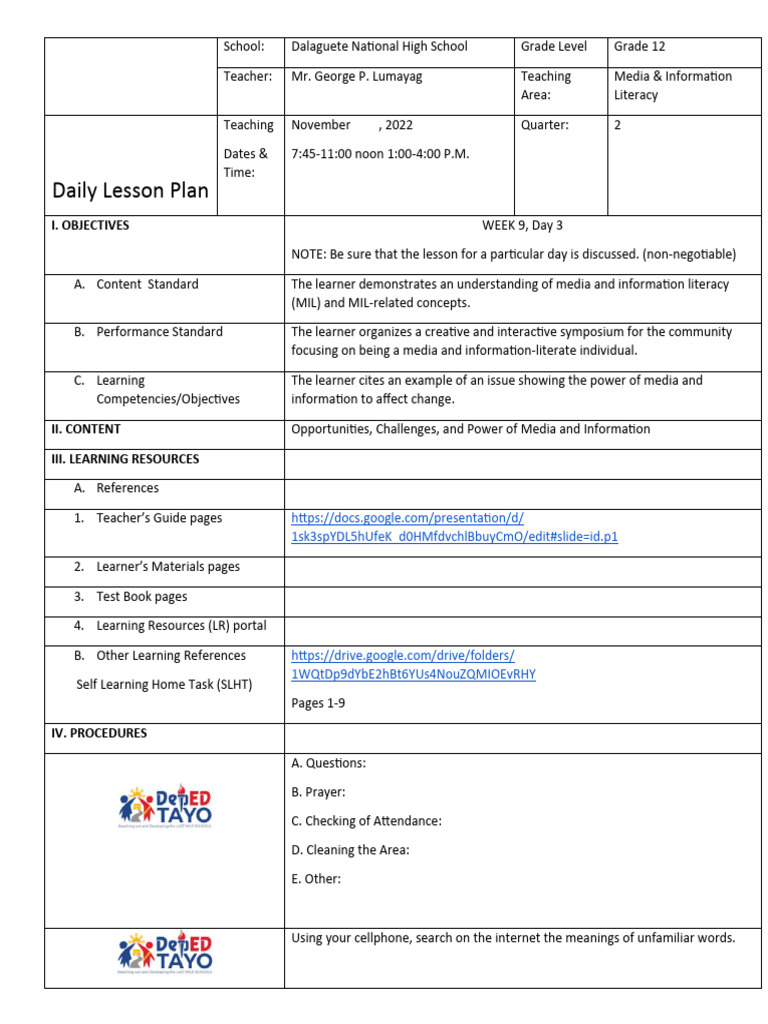 DLP-MIL-Q2-Week 9 Day 3. Cite An Example of An Issue Showing The Power of Media and Information ...