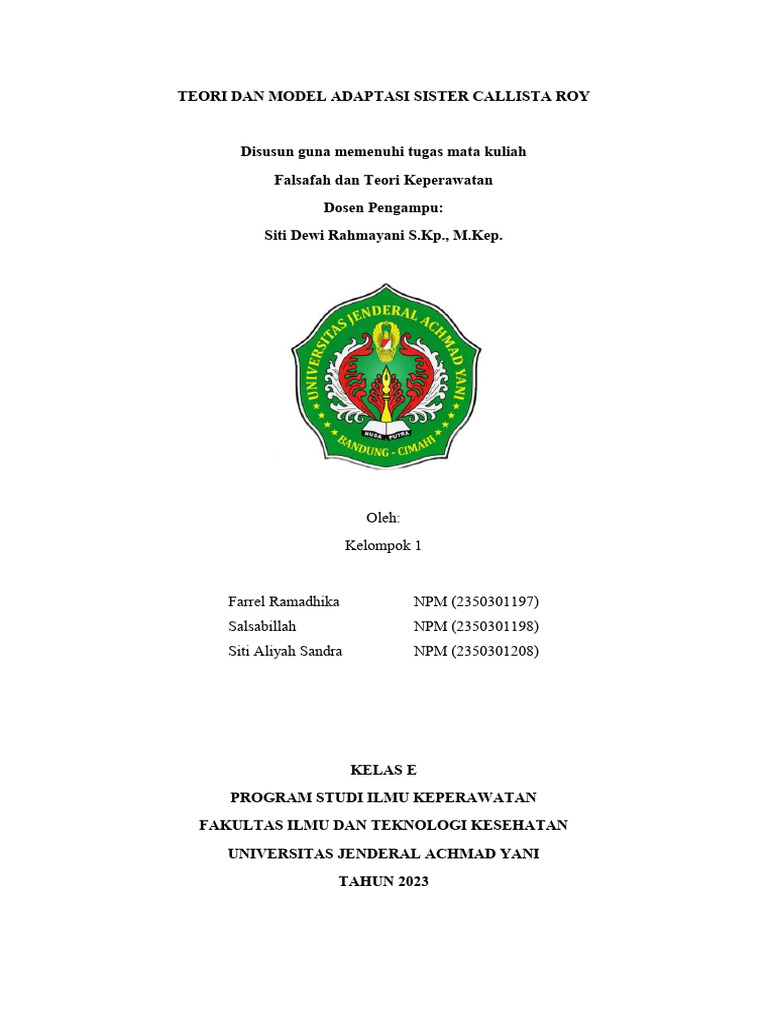 Teori Dan Model Adaptasi Sister Callista Roy | PDF