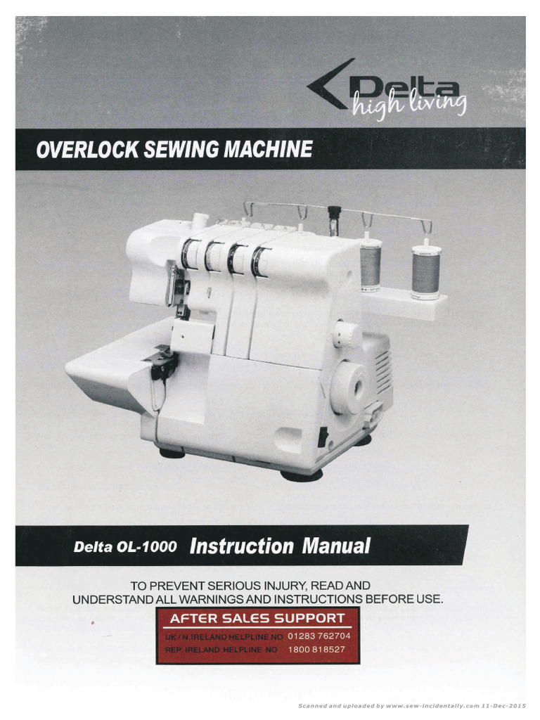 Delta OL-1000 Overlocker Sewing Machine - Instruction Manual | PDF