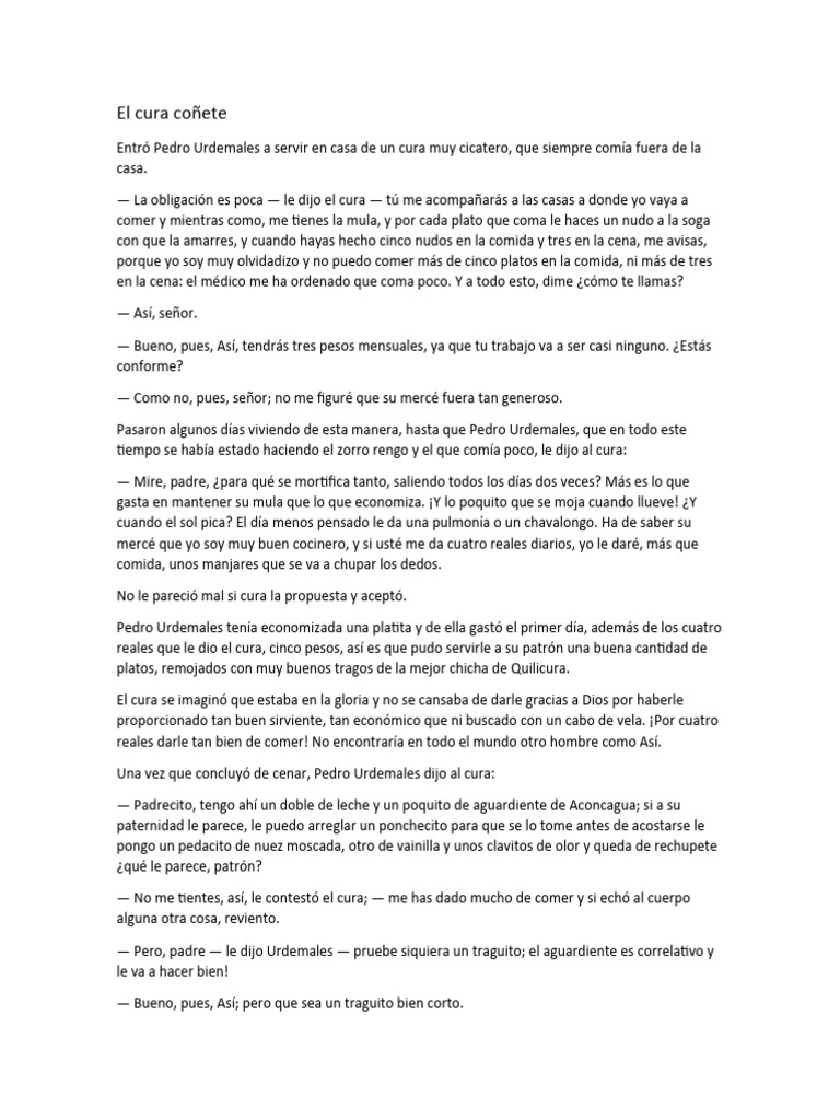 Pedro Urdemales y El Cura Apretado | PDF Pedro Urdemales y El Cura Apretado | PDF