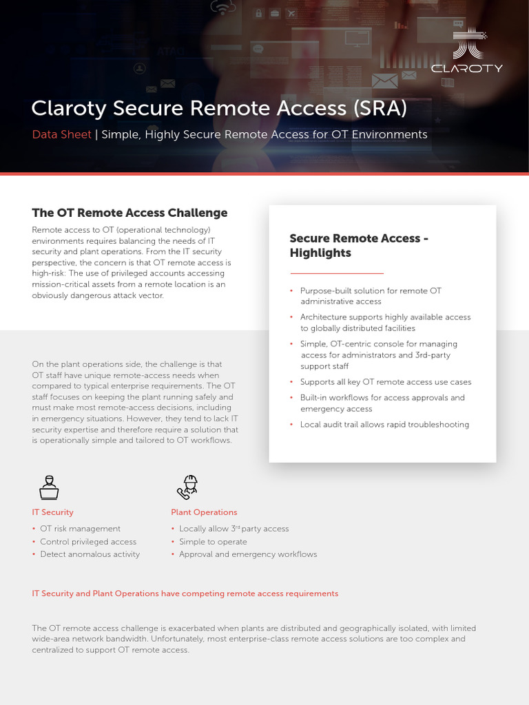 Claroty Secure Remote Access Overview | PDF | Technology & Engineering