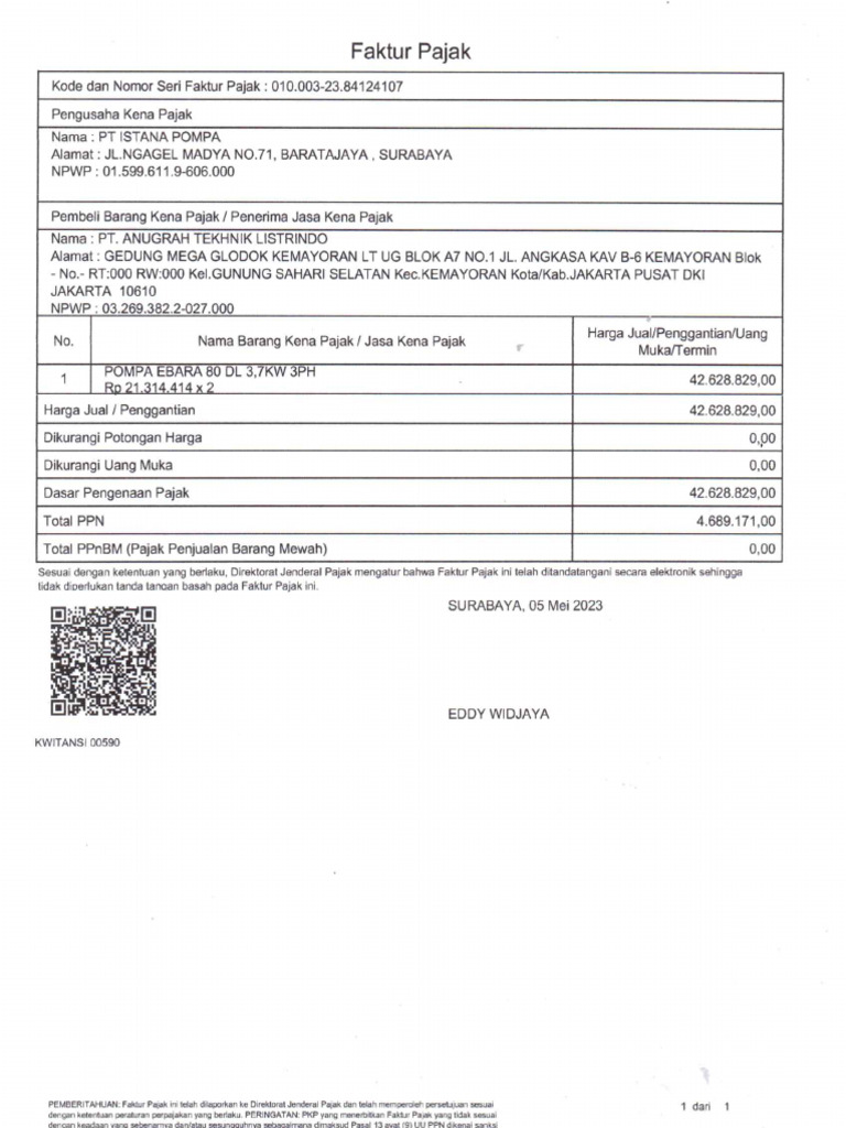 Faktur Pajak KWI | PDF