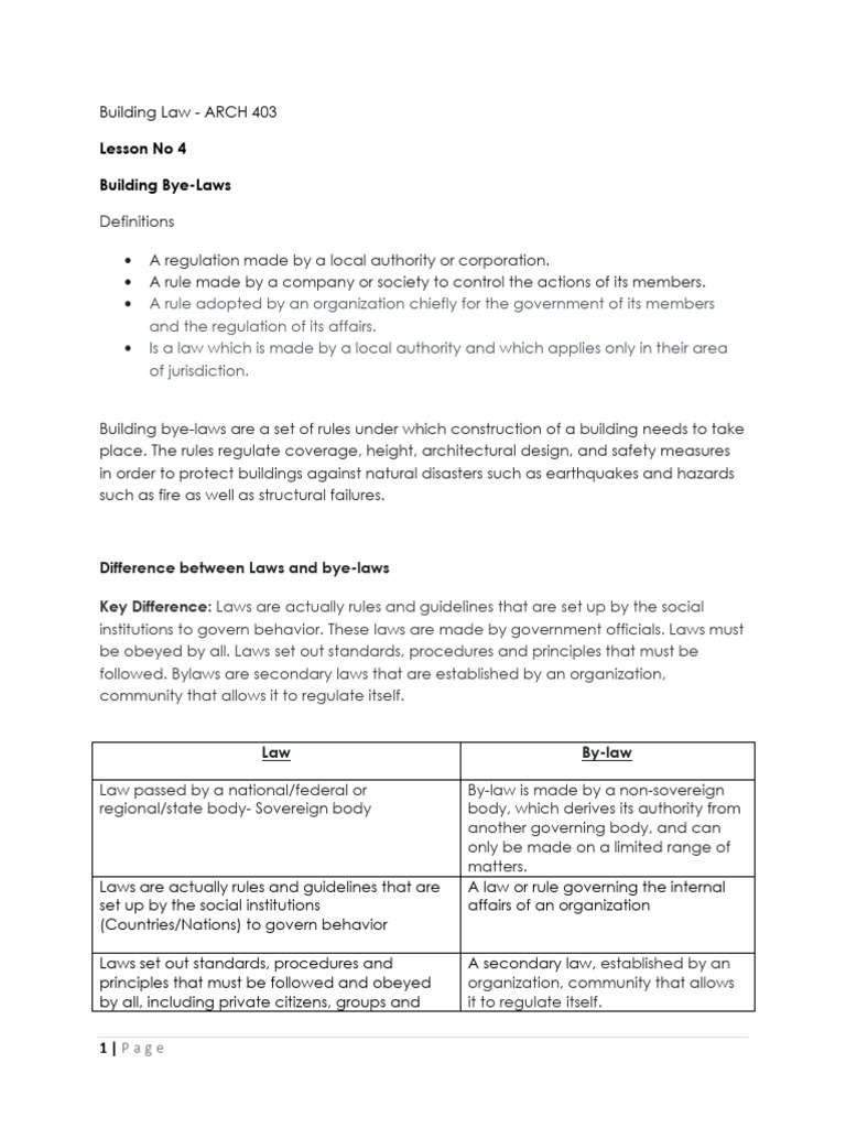 Lesson No. 4 Building Bye-Laws Notes | PDF