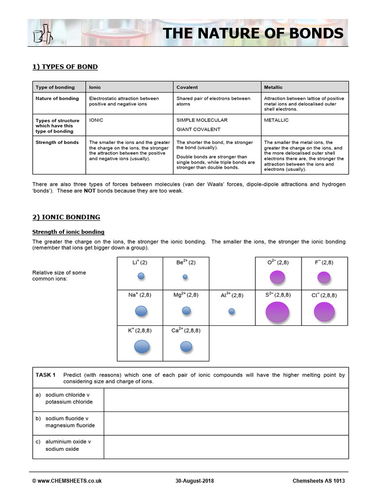 Chemsheets AS 1013 The Nature of Bonds | PDF