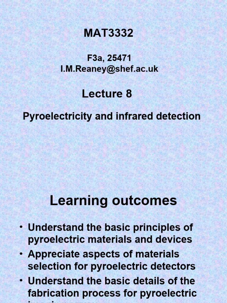 Lecture8-Pyroelectricity and Infrared Detection | PDF