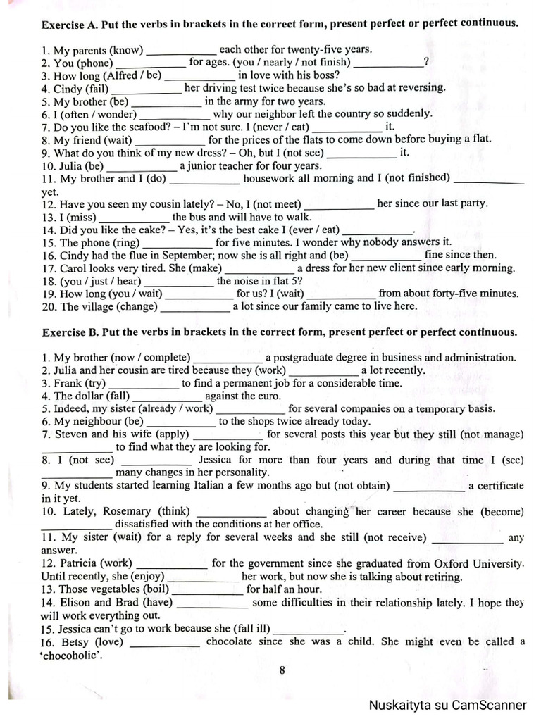 Present Perfect, Present Perfect Continuous | PDF