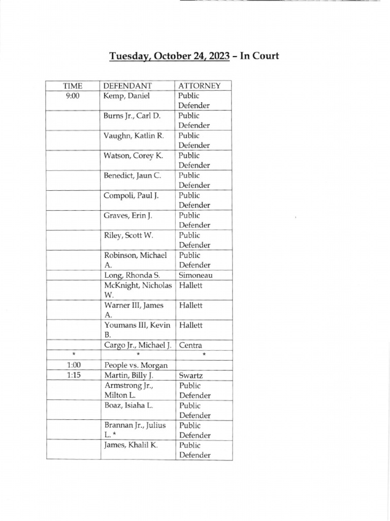 Jefferson County Court Schedule: Oct 24 | PDF