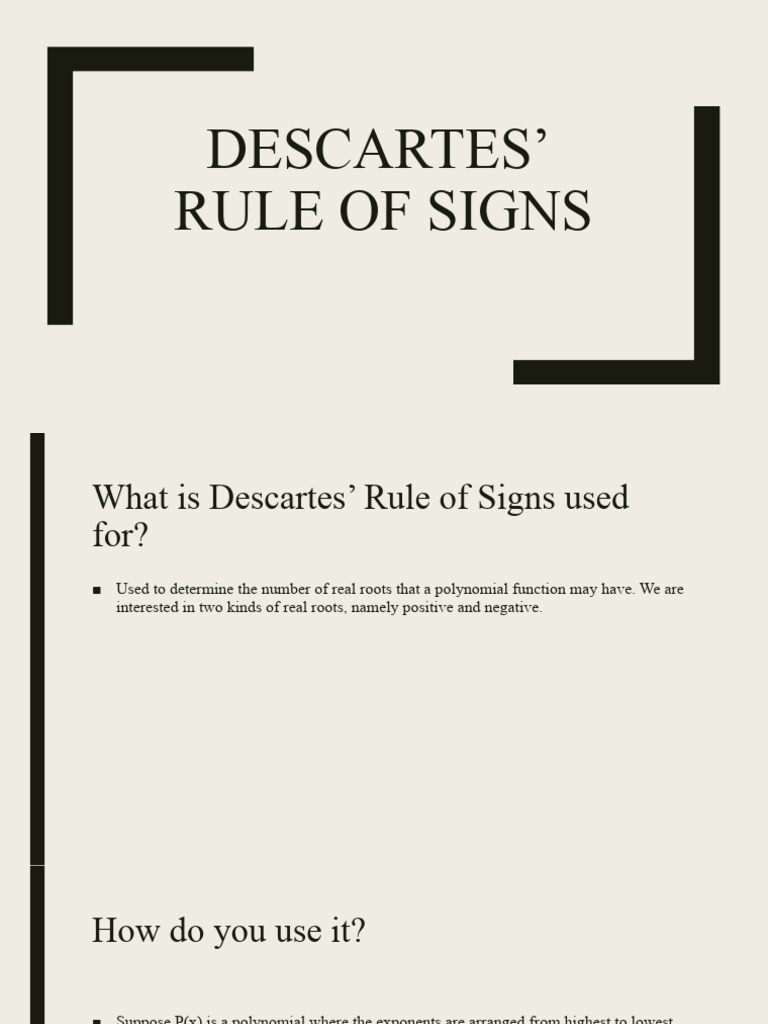 Descartes' Rule of Signs | PDF