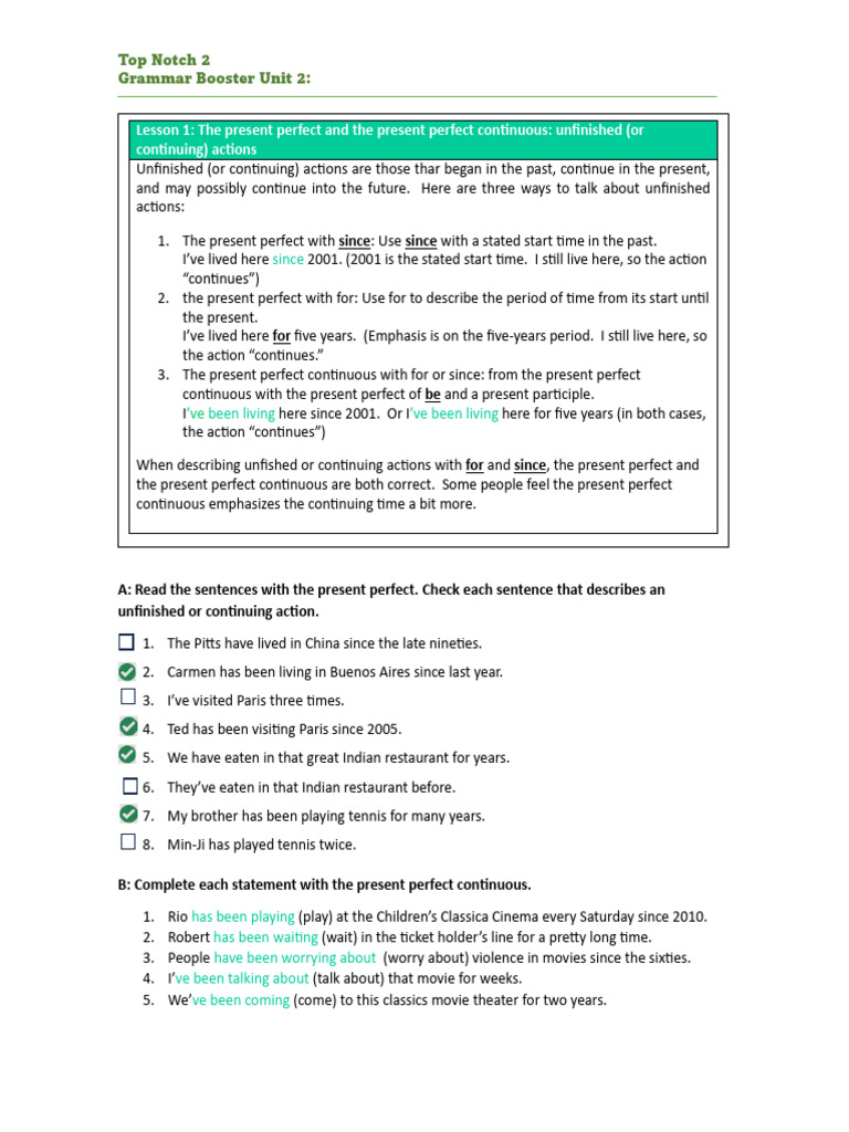 Grammar Booster Unit 2 | PDF