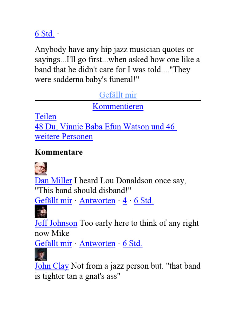 Hip Jazz Musician Quotes or Sayings | PDF | Jazz | American Jazz Musicians