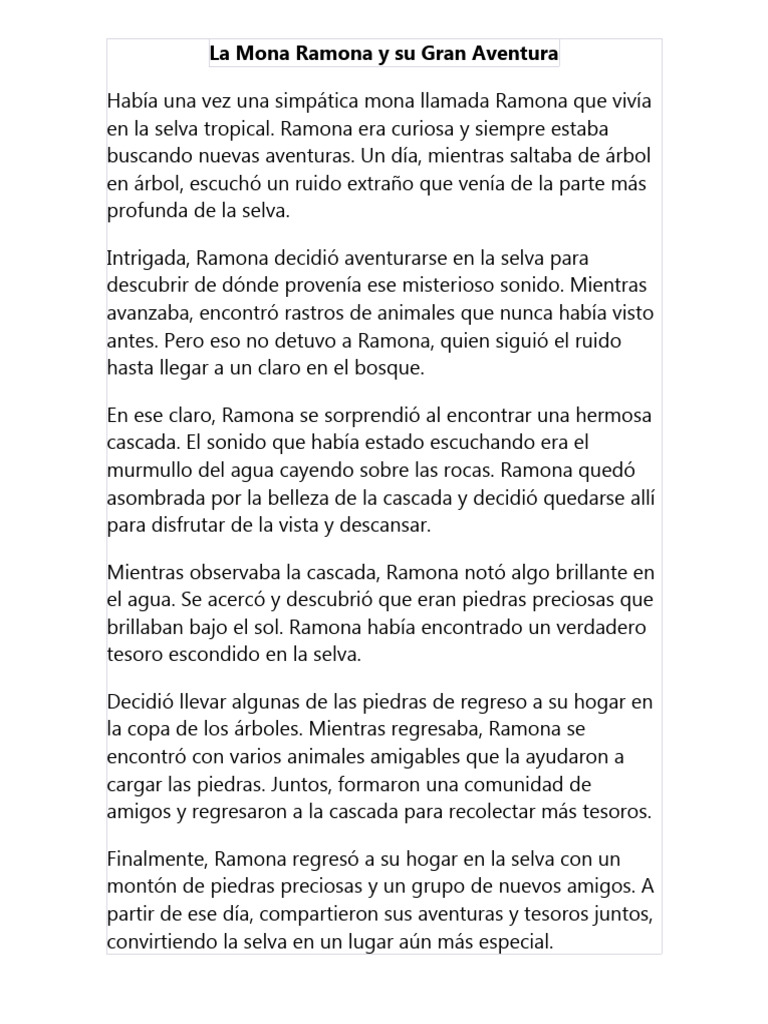 La Mona Ramona y Su Gran Aventura | PDF