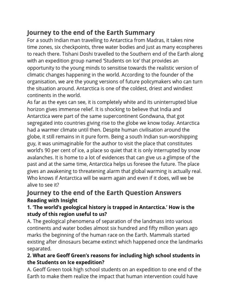 Journey.... Earth Class 12 | Download Free PDF | Antarctica | Earth