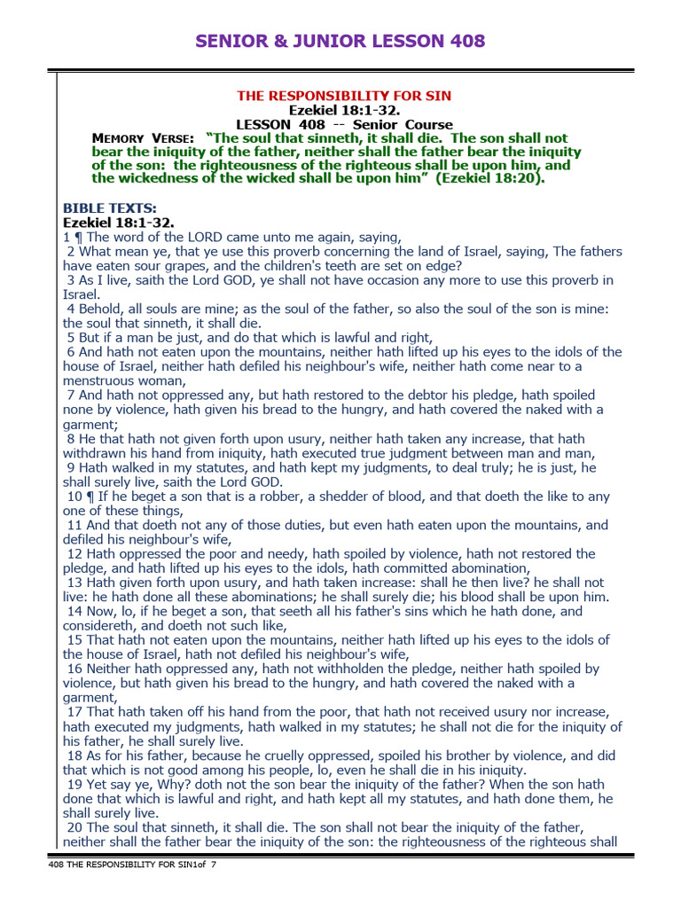Understanding Sin's Responsibility in Ezekiel | PDF | Sin ...