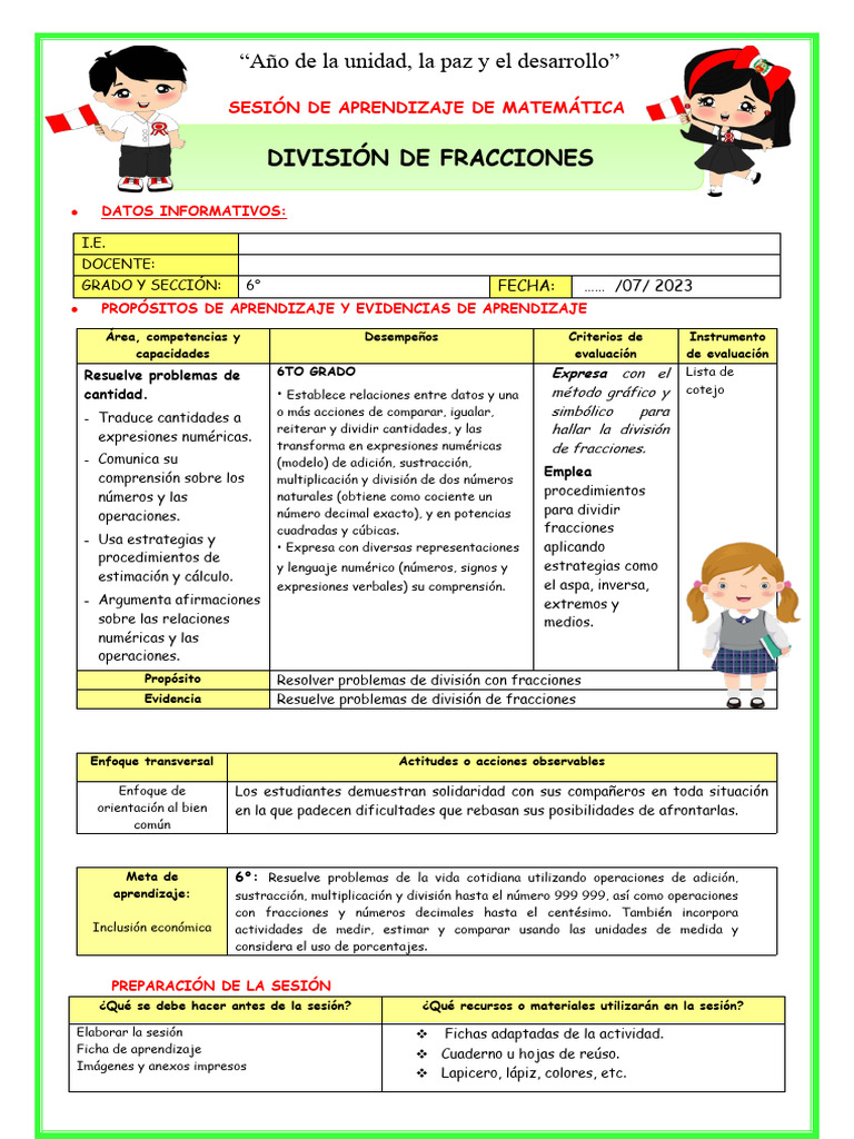 Ses Juev Mat División de Fracciones | PDF Ses Juev Mat División de Fracciones | PDF