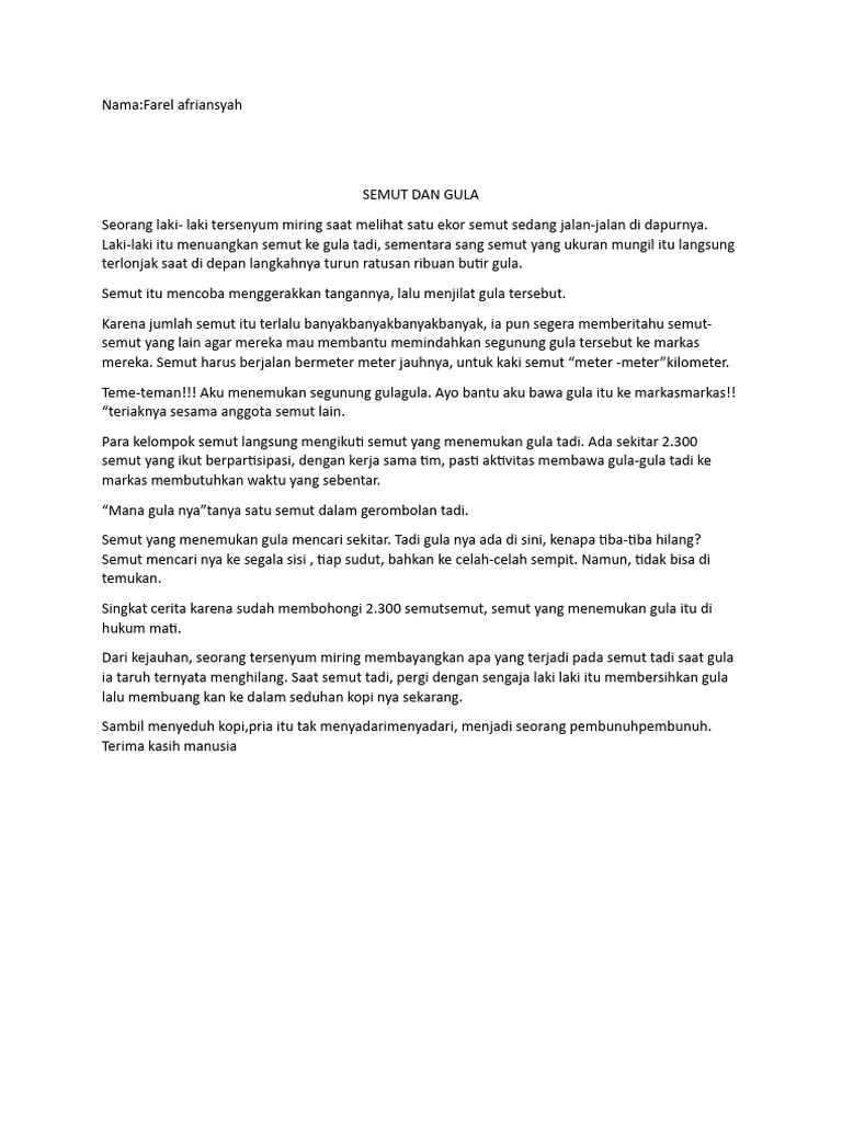 Semut, Gula, dan Konsekuensi Tragis | PDF
