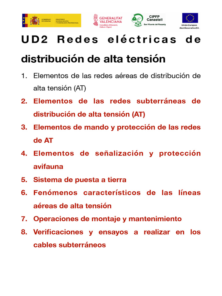 UD2 Redes Eléctricas de Distribución de Alta Tensión (Ej 1 2 7 11 | PDF