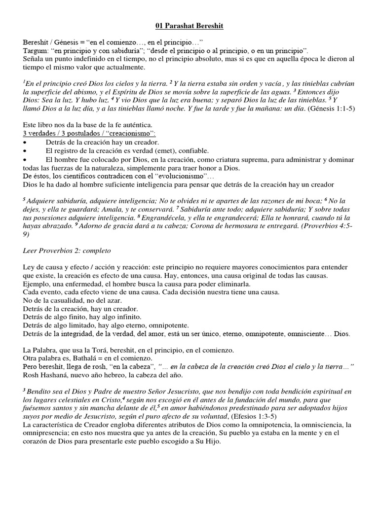 1 BERESHÍT (1) | PDF | Dios | Libro del Génesis