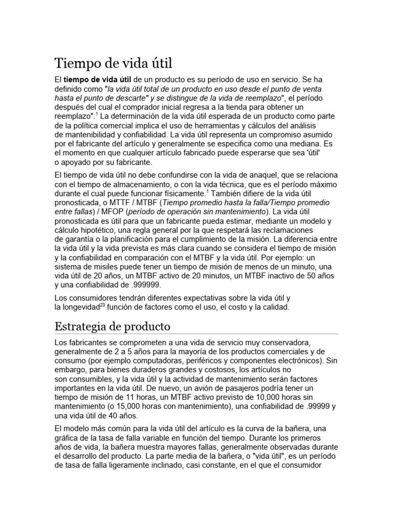 Tiempo de Vida Útil | PDF