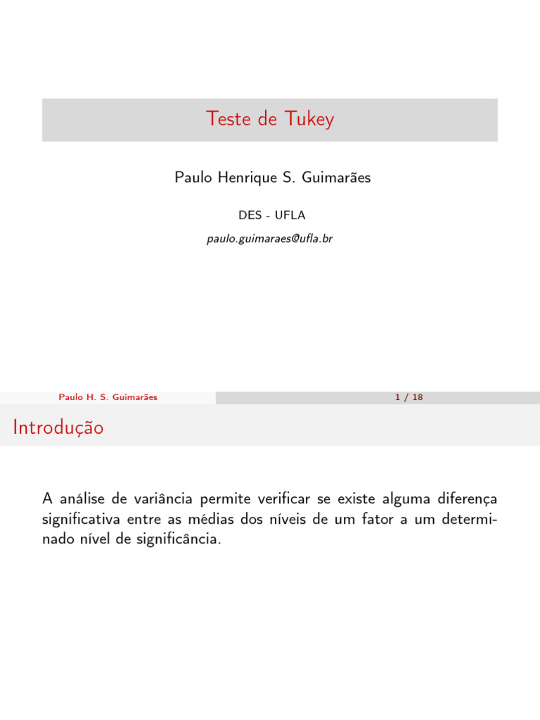 Teste de Tukey | PDF