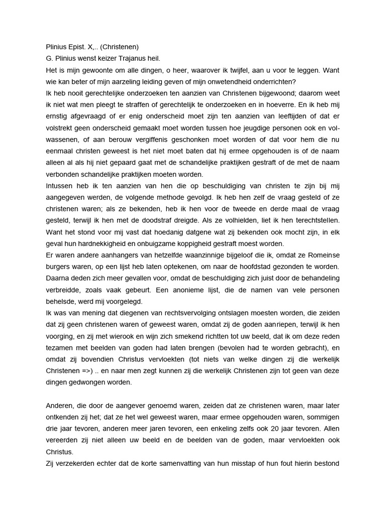2122 G5 Latijn Werkvertaling Plinius Christenenbrief | PDF