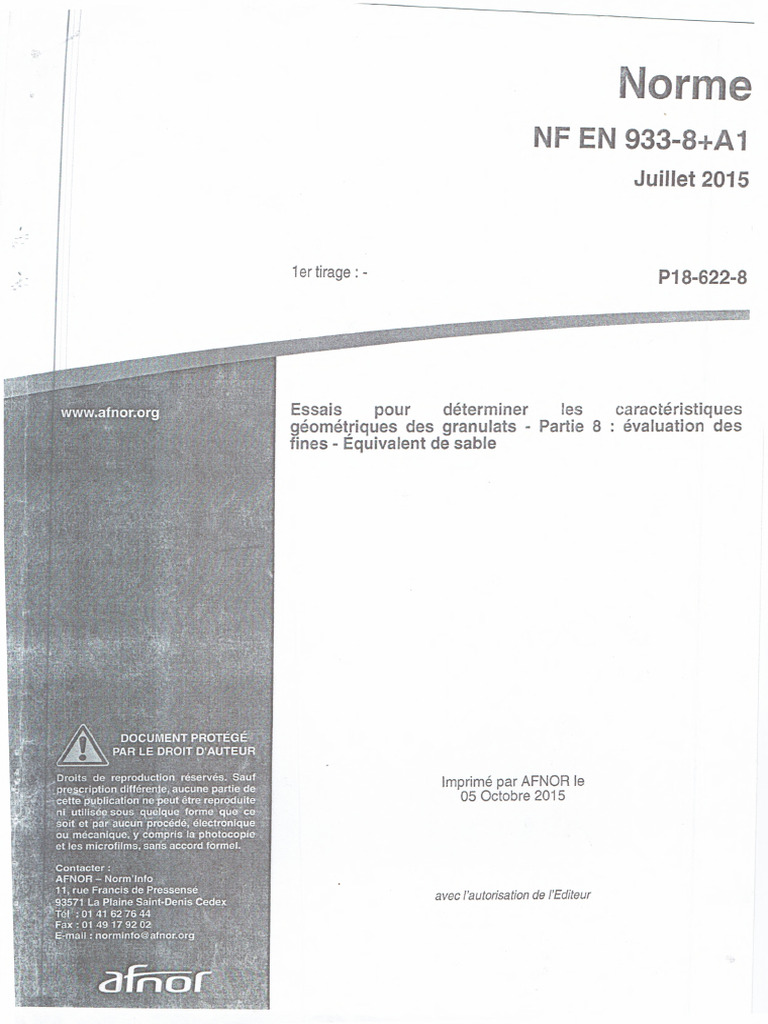 Équivalent de sable NF EN 933-8 | PDF