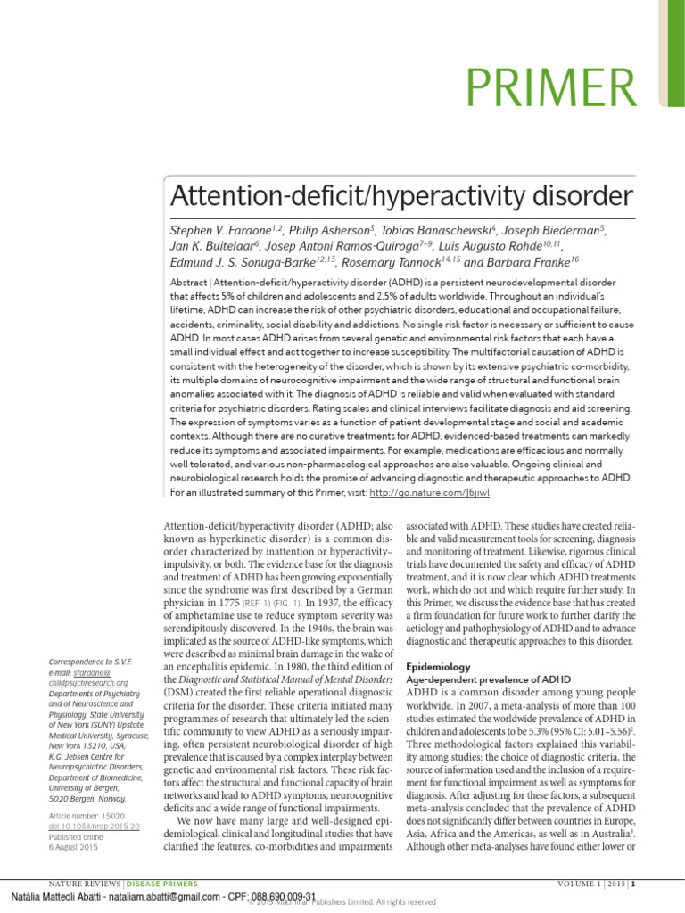 Attention-Deficit-Hyperactivity Disorder | PDF