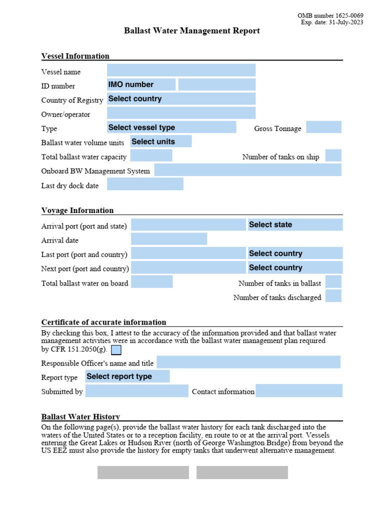Ballast Water Form | PDF