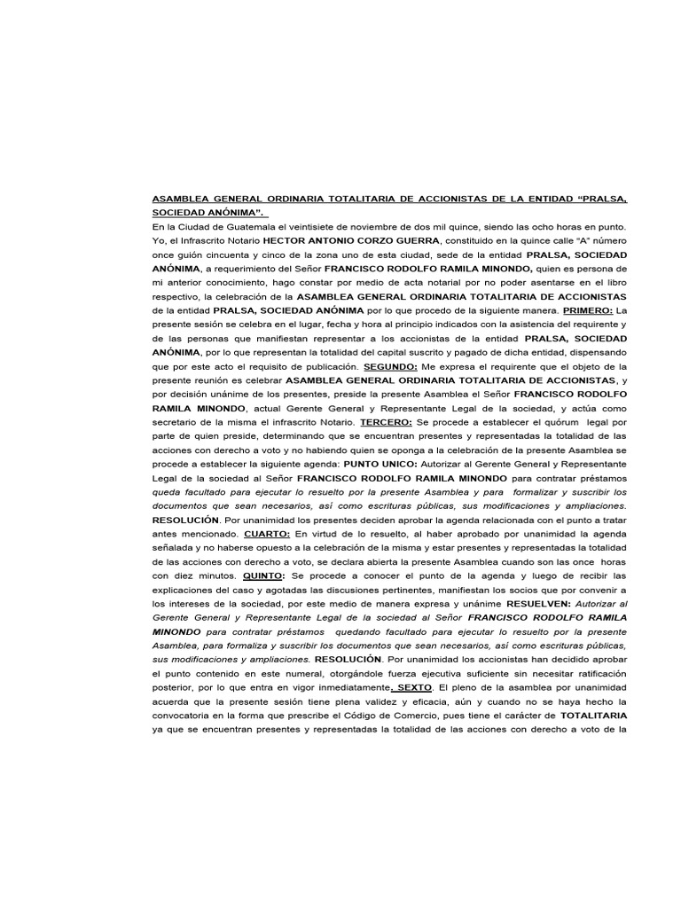 Acta Asamblea General Pralsa 2015 | PDF | Gobierno | Justicia