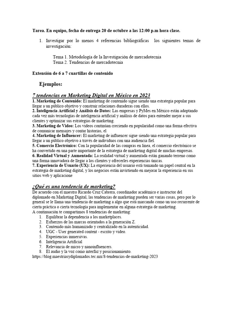 Tarea UC II. MetodologÃ A de La InvestigaciÃ N MKT 16 10 23 OK | PDF