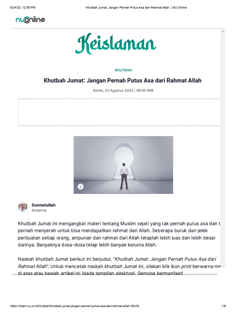 Rahmat Allah: Jangan Putus Asa | PDF