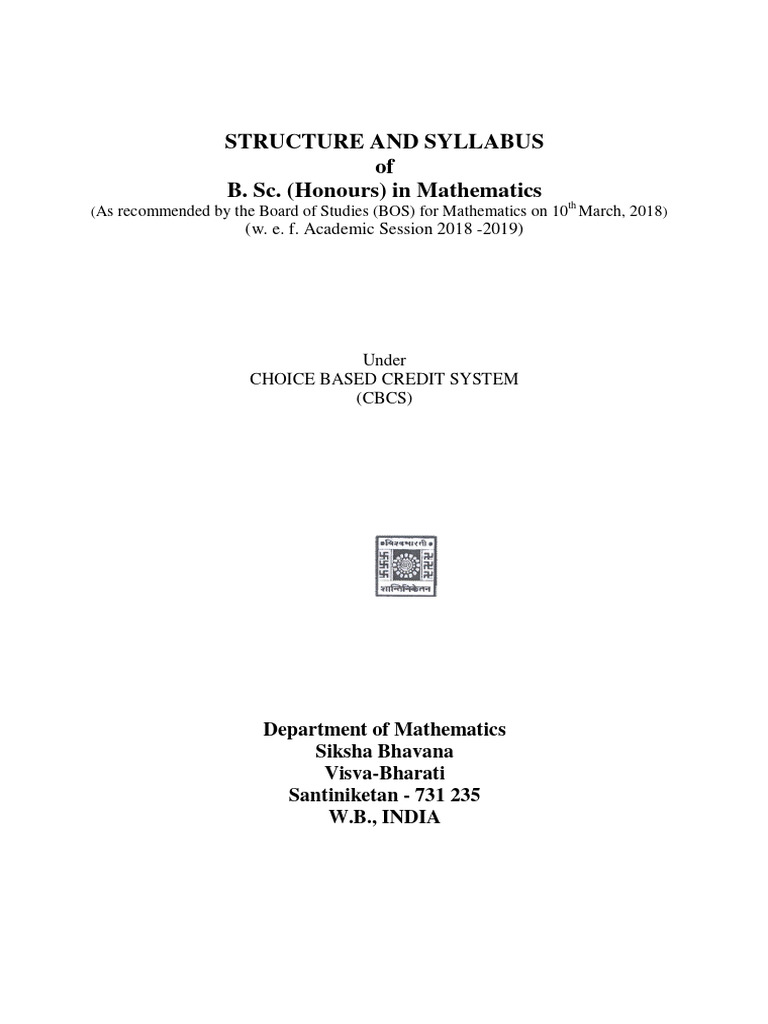 B.Sc. Mathematics Syllabus CBCS 2018 | PDF