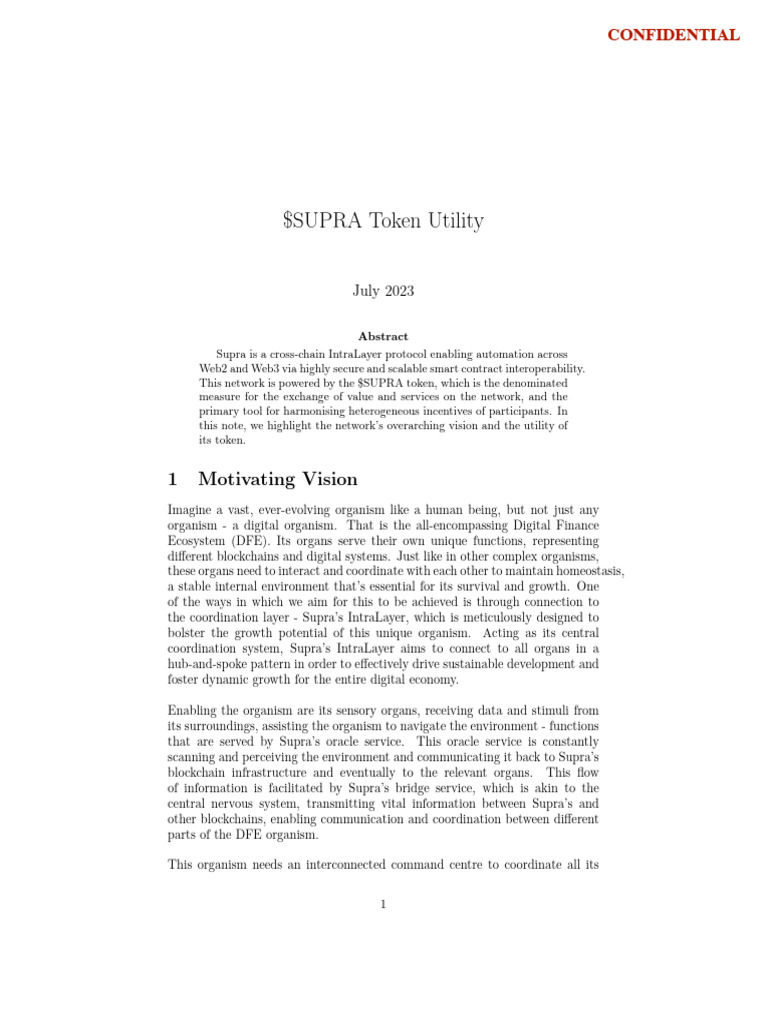 SupraOracles Supra Token Utility | PDF