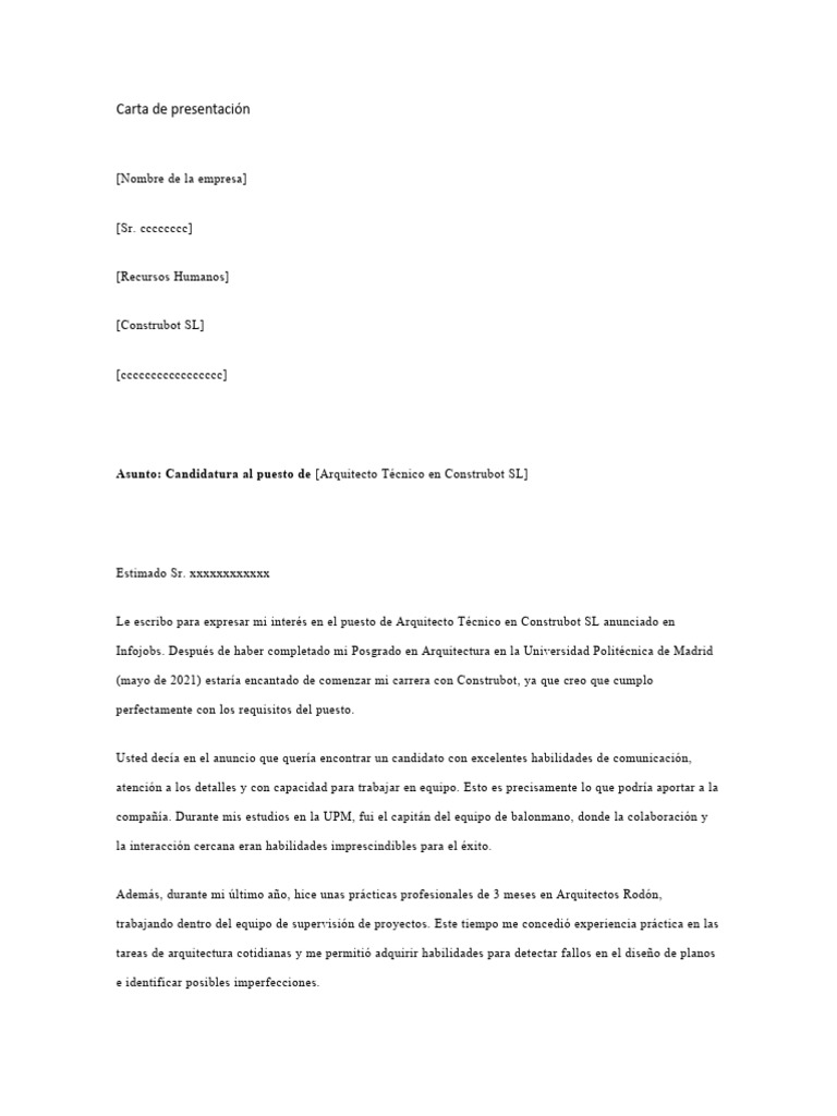 Carta de Presentación | PDF