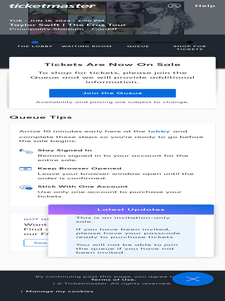 Taylor Swift The Eras Tour Tickets 2024-06-18 Cardiff Ticketmaster | PDF