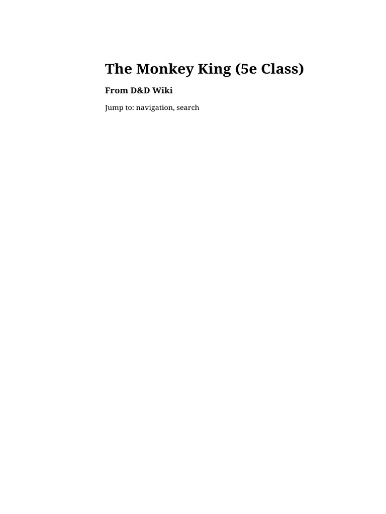 The Monkey King (5e Class) - D&D Wiki | PDF
