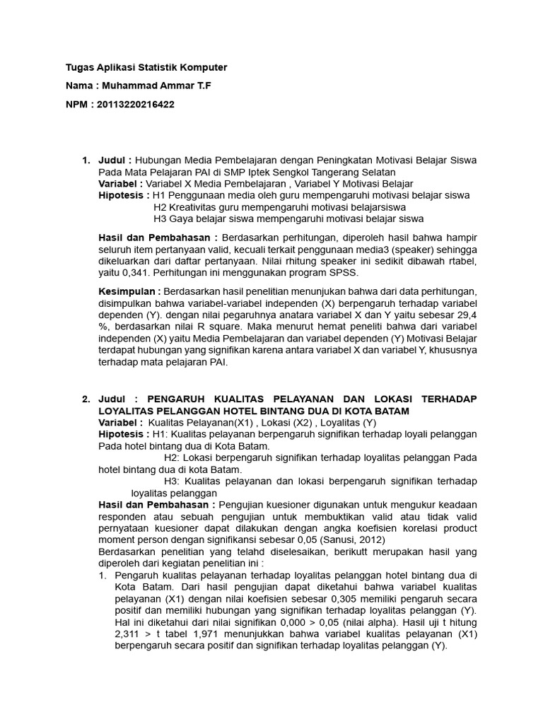 Muhammad Ammar 20113220216422 | PDF