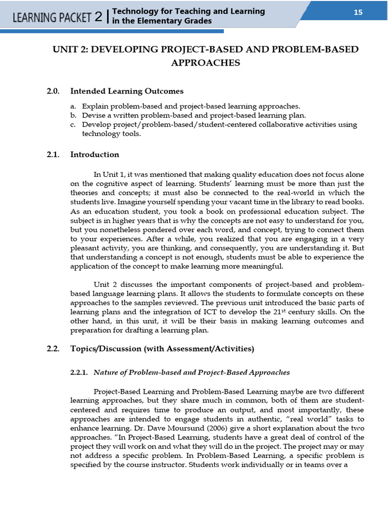 Additional Reference For Unit 2 EEd 14 | PDF | Project Based Learning | Learning