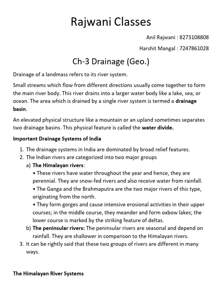 IX Geography Ch3 | PDF | Indus River | River