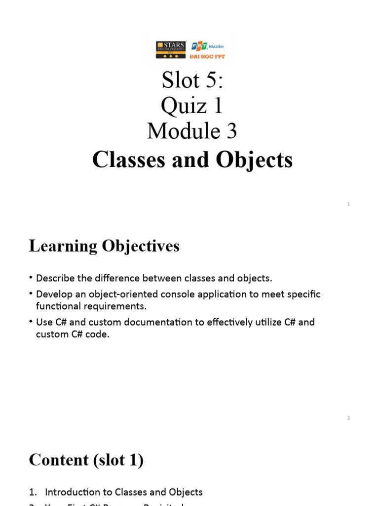 PRU211m - Slot 5 - Quiz 1 - Module 3 - Classes and Objects | PDF