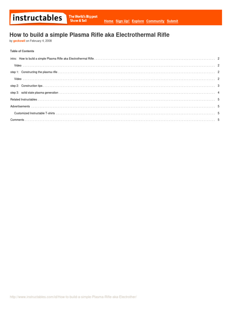 How To Build A Simple Plasma Rifle Aka Electrother | PDF