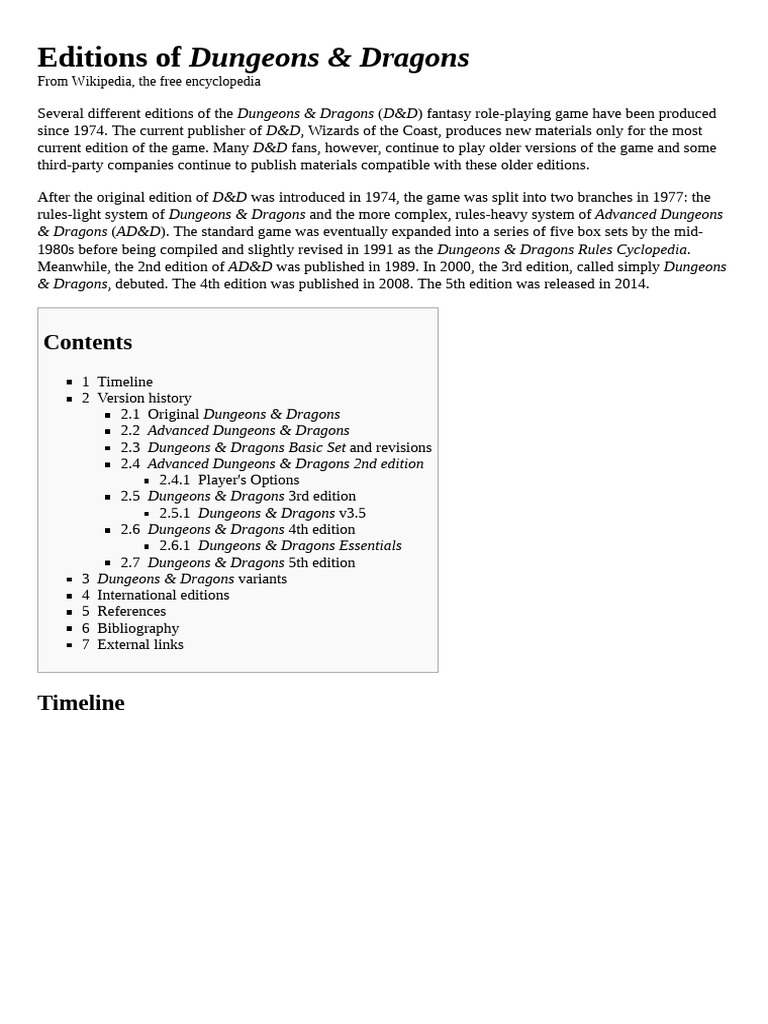 Editions - of - Dungeons - & - Dragons (Wikipedia) | PDF | Dungeons ...
