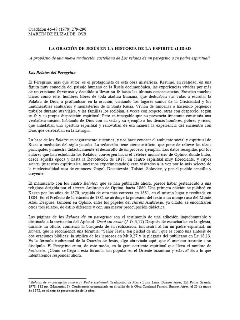 Martín de Elizalde - La Oración de Jesús en La Historia de La ...